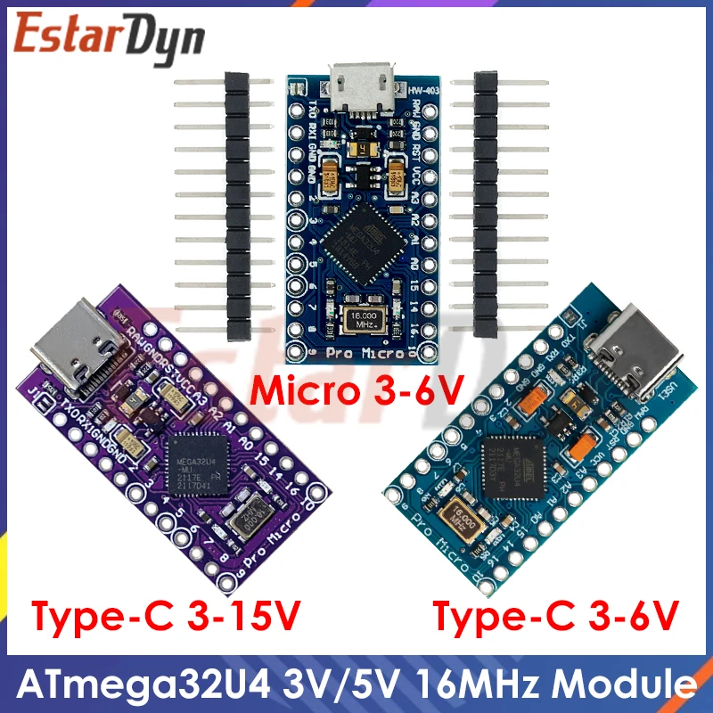 Módulo ATMEGA32U4 MICRO/TYPE C USB 5V 16MHz, placa para controlador ...