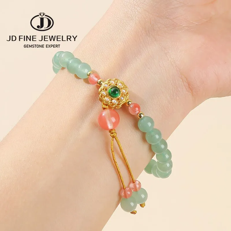 JD Natürliche Aventurin Jade Perle Quaste Armbänder Frauen Mode ...
