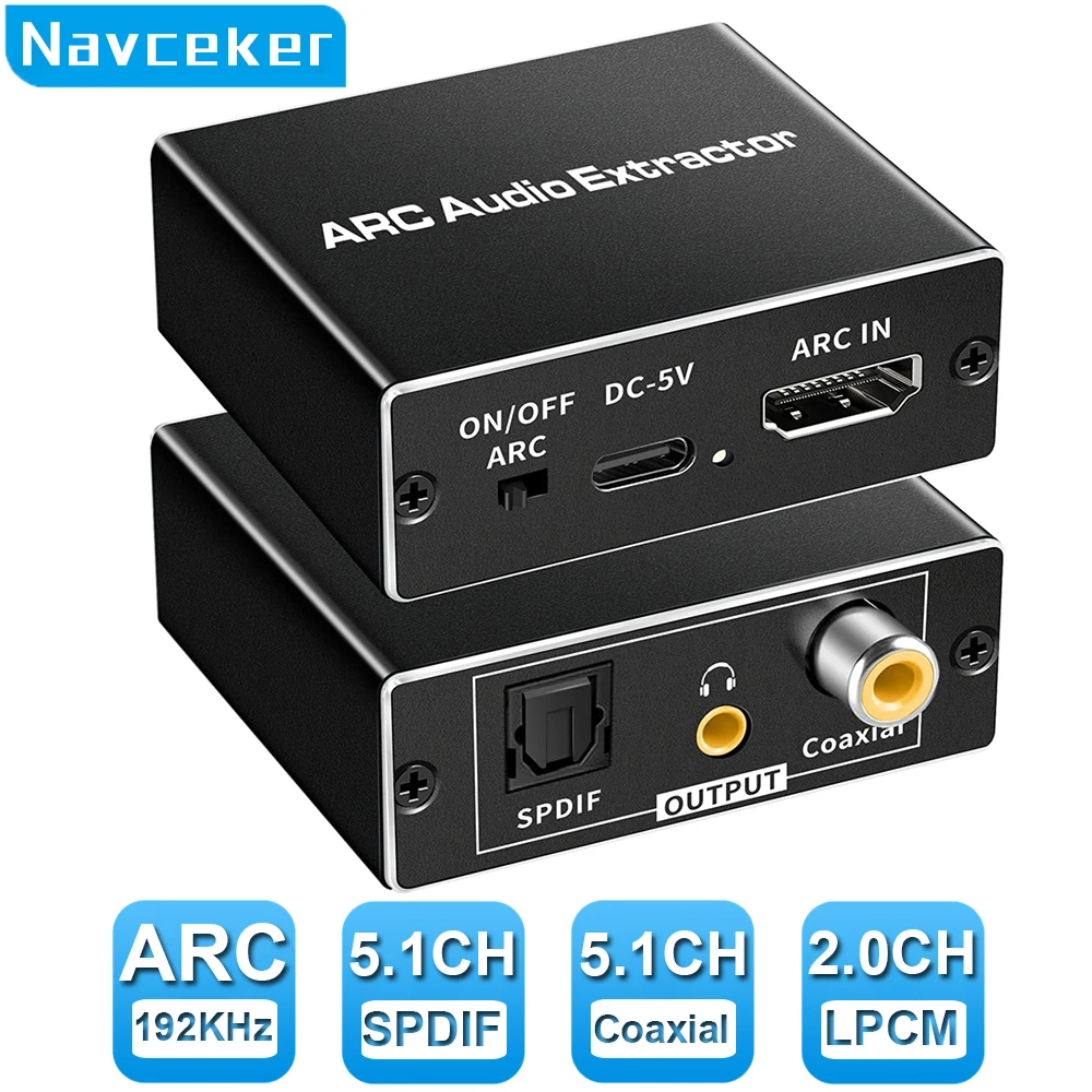 Navceker-Converter-HDMI-compatible-Audio-Adapter-eARC-Coaxial-SPDIF ...