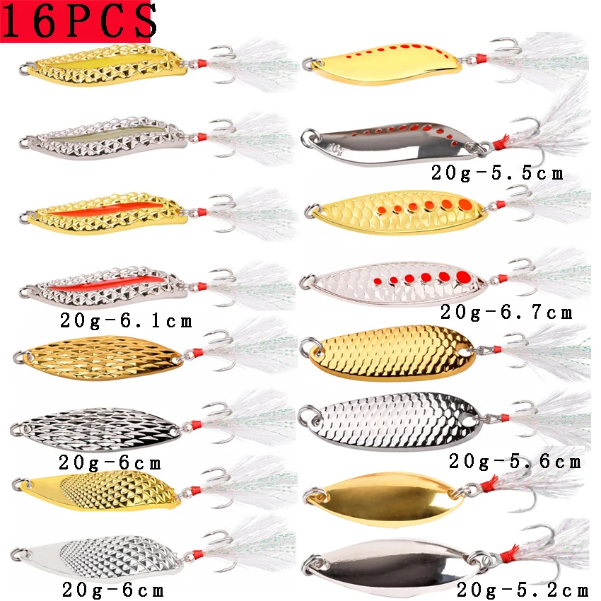 16PC-Metal-Luminous-Spinner-Spoon-Fishing-Lures-Set-10g15g20g-Tackle ...