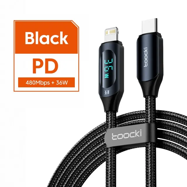 Toocki cable USB tipo C para iPhone 14 13 12 11 Pro Max X Xr 8 7 Plus PD 36W cargador rápido ...
