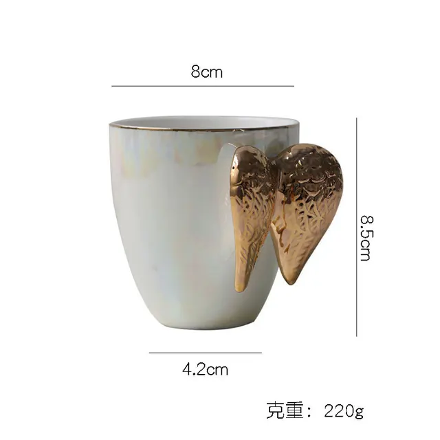 Fairy Cup Golden Angel Wings ceramic cup pearl glaze creative coffee ...