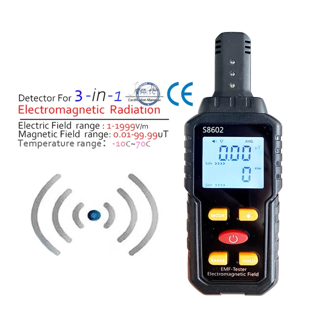 3-in-1 EMF Meter Automatic Alarm Real-time Measure Radiation ...