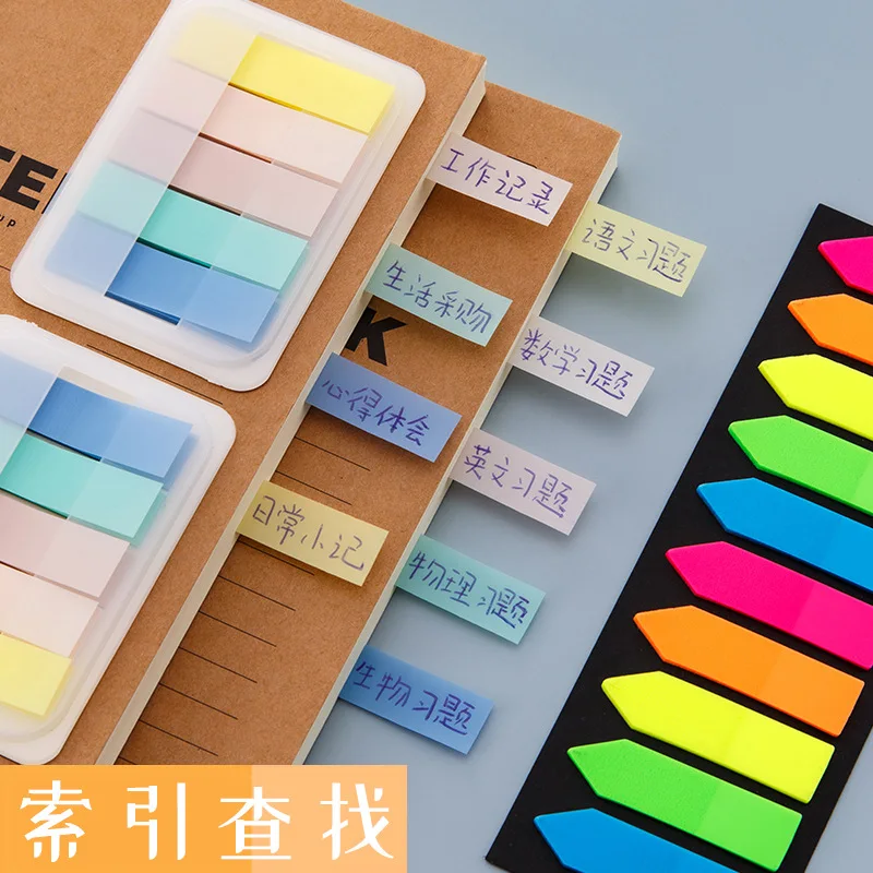Fluorescent-Sticky-Notes-Reading-Marks-Index-Stickers-Plastic-Posits ...