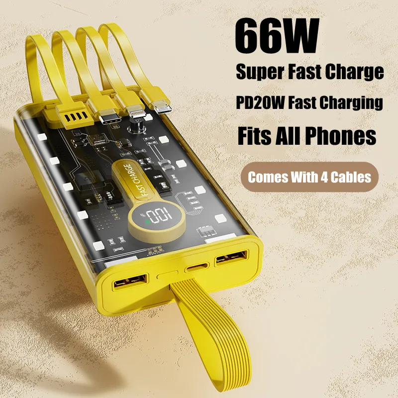 Transparent-Power-Bank-20000mAh-with-Cable-66W-Super-Fast-Charge ...