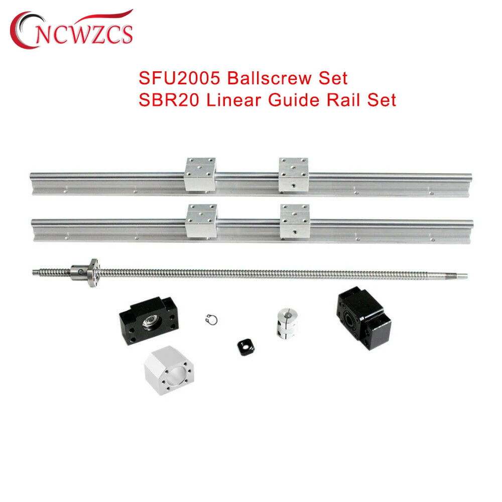 SBR20-Linear-Guide-SBR20UU-Linears-Bearing-Set-SFU2005-Ballscrew-BK ...