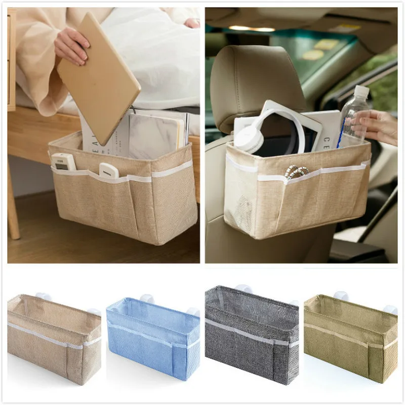 Cotton-Linen-Bedside-Storage-Car-Organizer-Hanging-Bag-Sundries-Multi ...