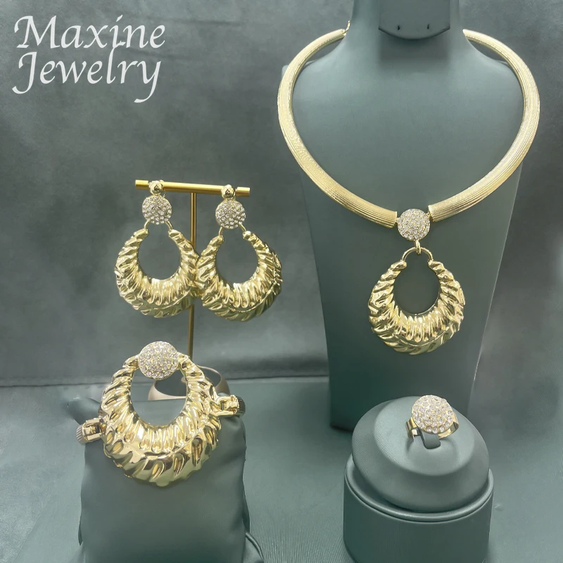 Daily-Wear-18K-Gold-Plated-Jewelry-Set-for-Women-Golden-Chain-Pendant ...