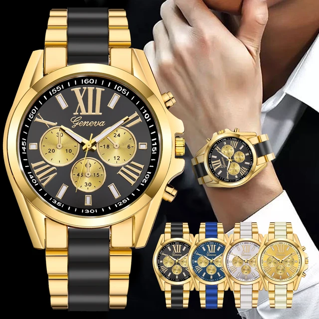 Geneva Stainless Steel Quartz Watch