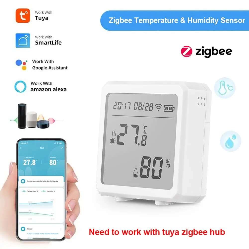 Tuya Zigbee Smart Temperature and Humidity Sensor with LCD Screen ...