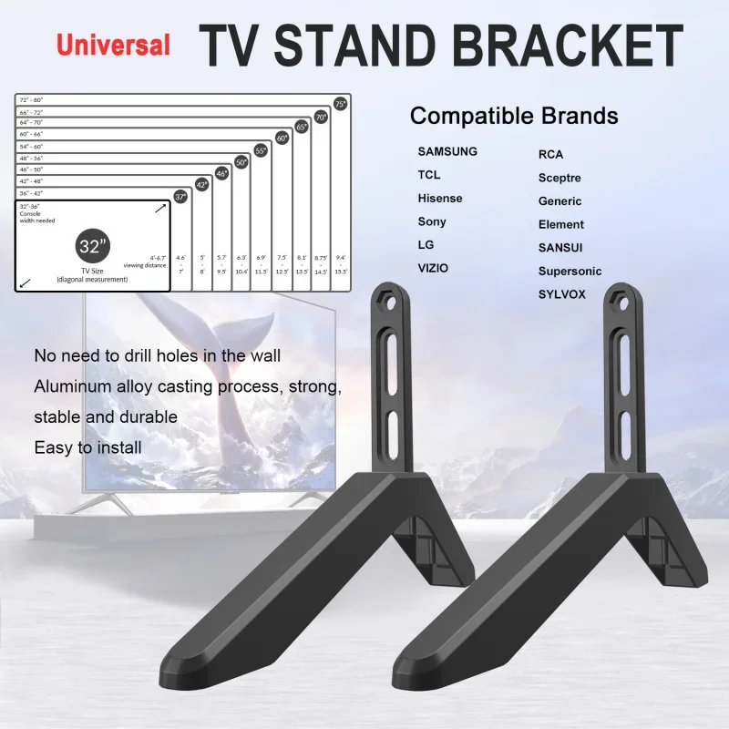 Universal Table Top TV Stand Mount for Sony LG TCL RCA Vizio Hisense ...