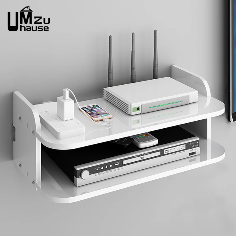 2-Tier-Floating-Shelves-Wifi-Router-Hanging-Layer-Multi-Tap-Outlet-Set ...