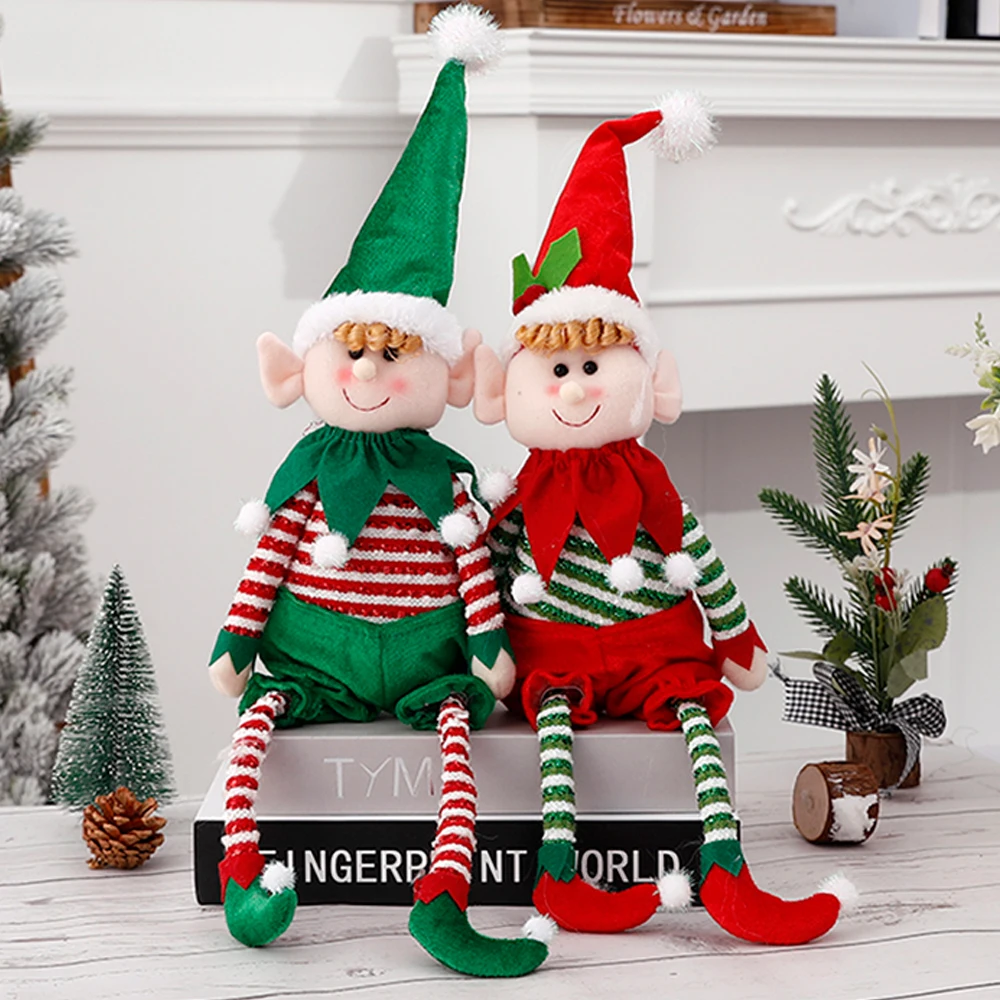 Big-Size-Red-Green-Christmas-Plush-Leg-Elf-Doll-Ornaments-Boys-And ...