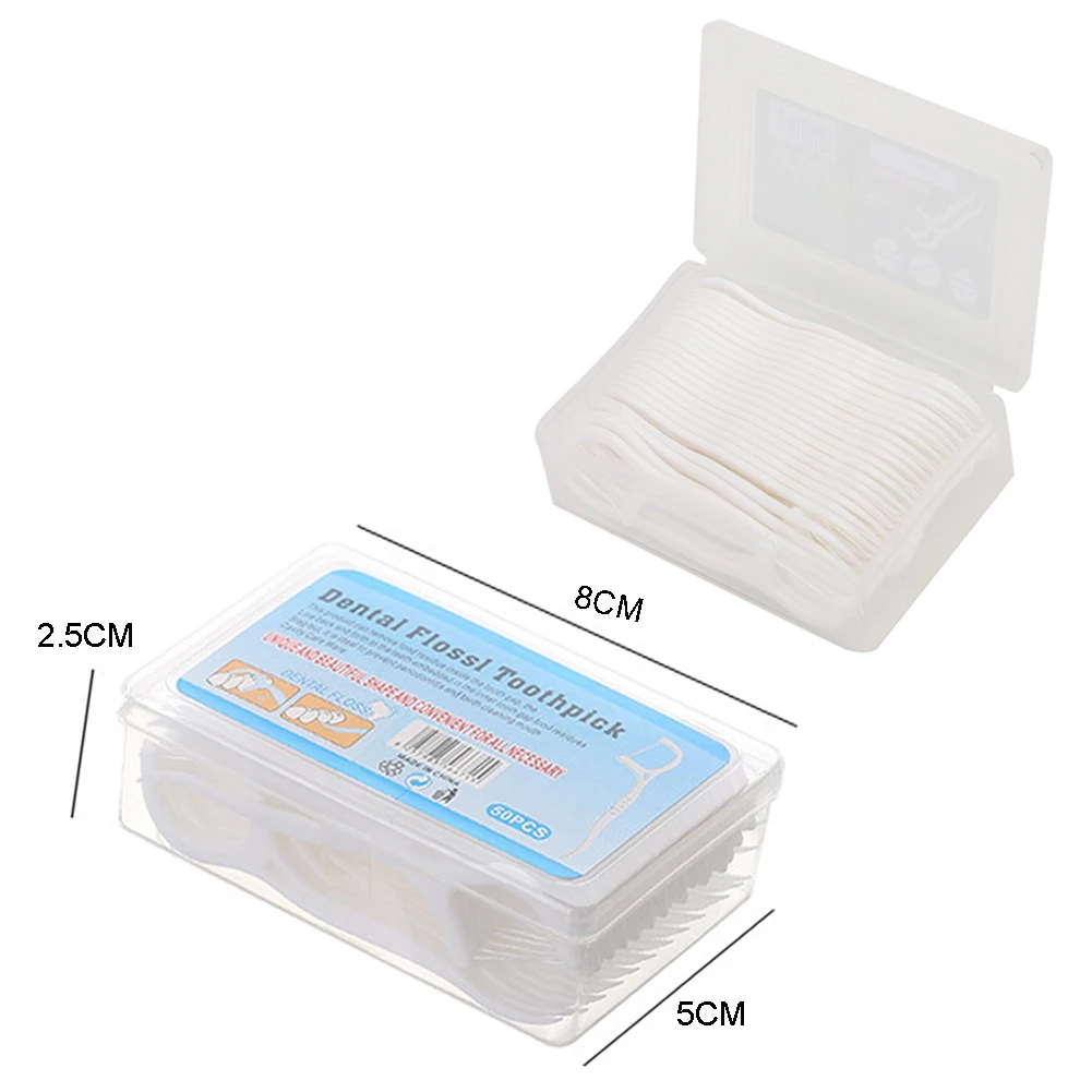 50Pcs-box-Dental-Floss-Disposable-Round-Thread-Dental-Flosser ...
