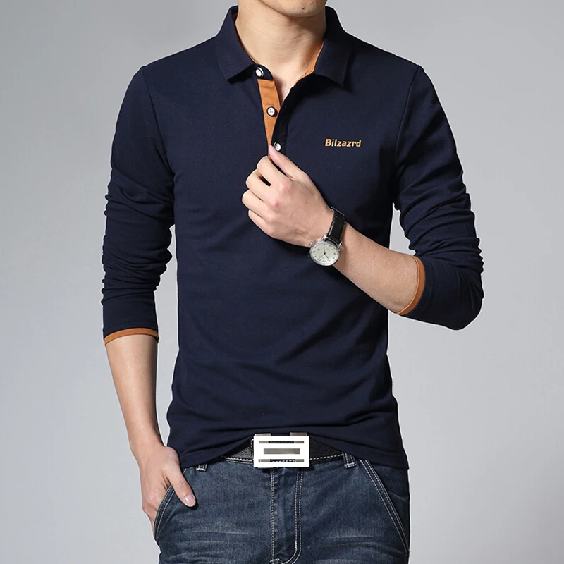 Camisa polo casual masculina moda carta imprimir manga longa polos nova ...