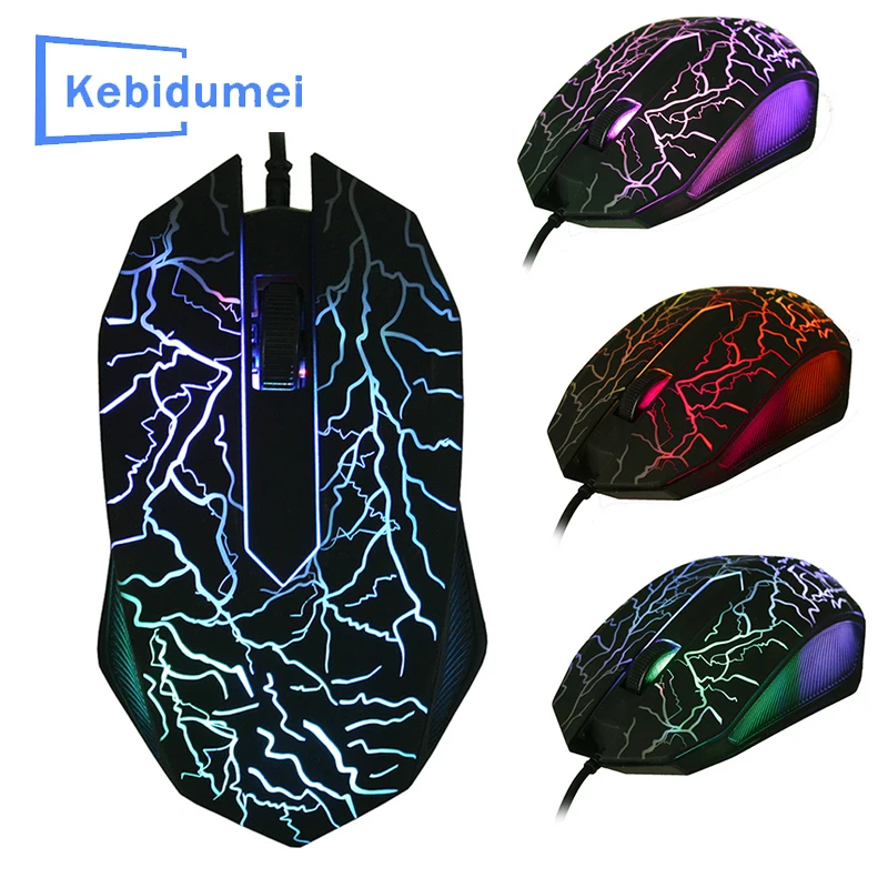 2400DPI Computer Mouses Colorful LED Professional Mouse Gaming Ultra ...