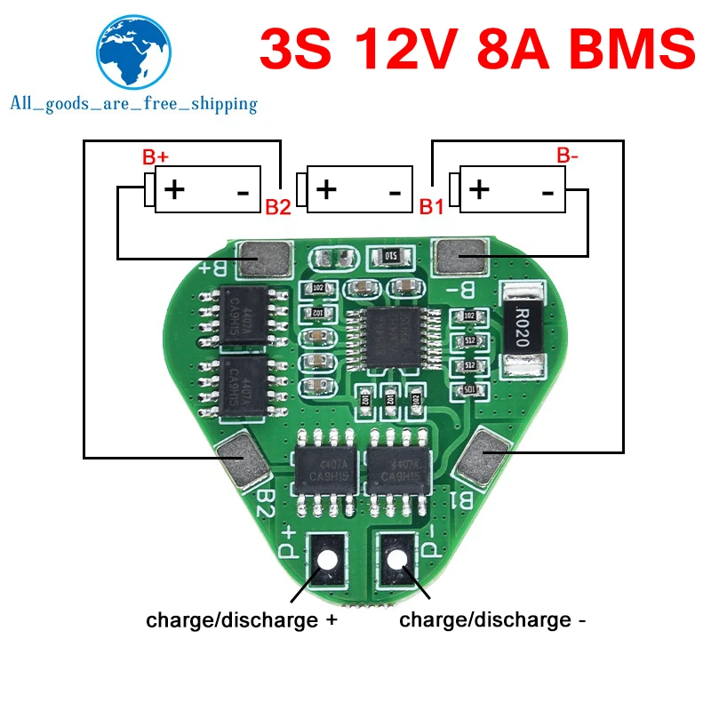 3S 12V 18650 Lithium Battery Protection Board 11.1V 12.6V overcharge ...