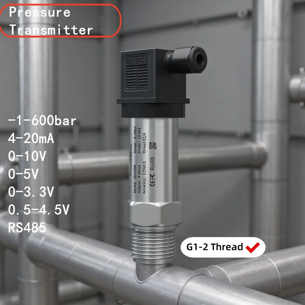 Pressure Sensor 4-20mA 0-10V 1bar/10bar/100bar/400bar G1/2" Oil Water ...