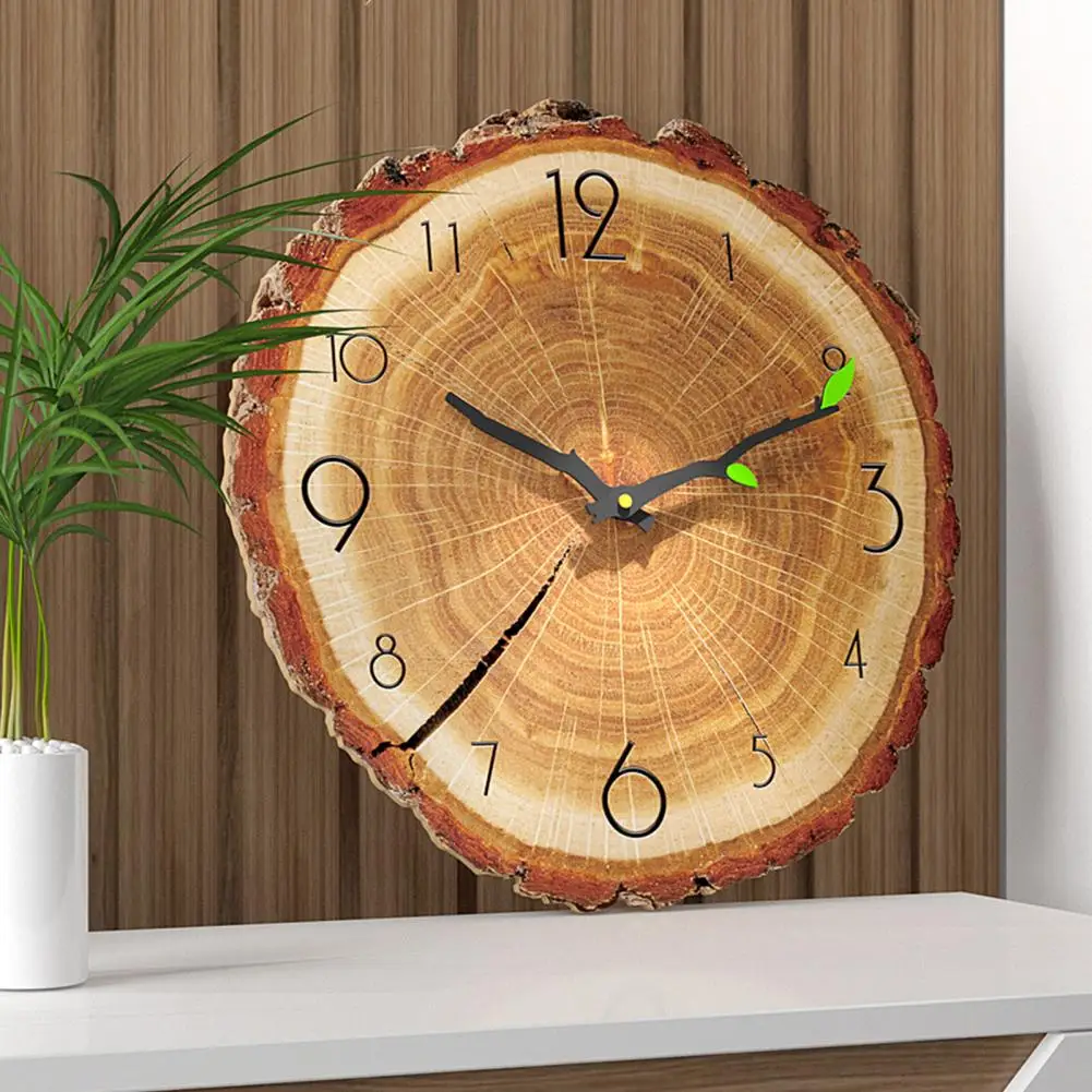 Natural-Design-Wood-Wall-Clock-Tree-Stump-Wall-Clock-12-Inch-Grain-Wall ...