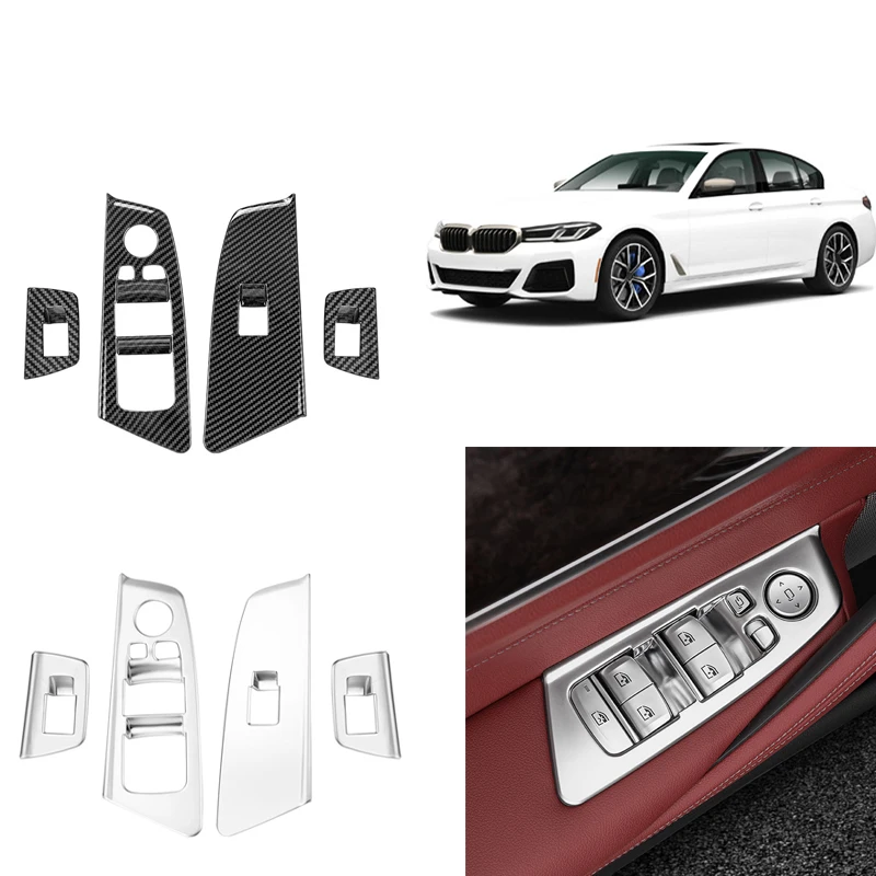 4PCS LHD Car Window Switch Lift Button Frame Cover Trim For BMW 5 ...