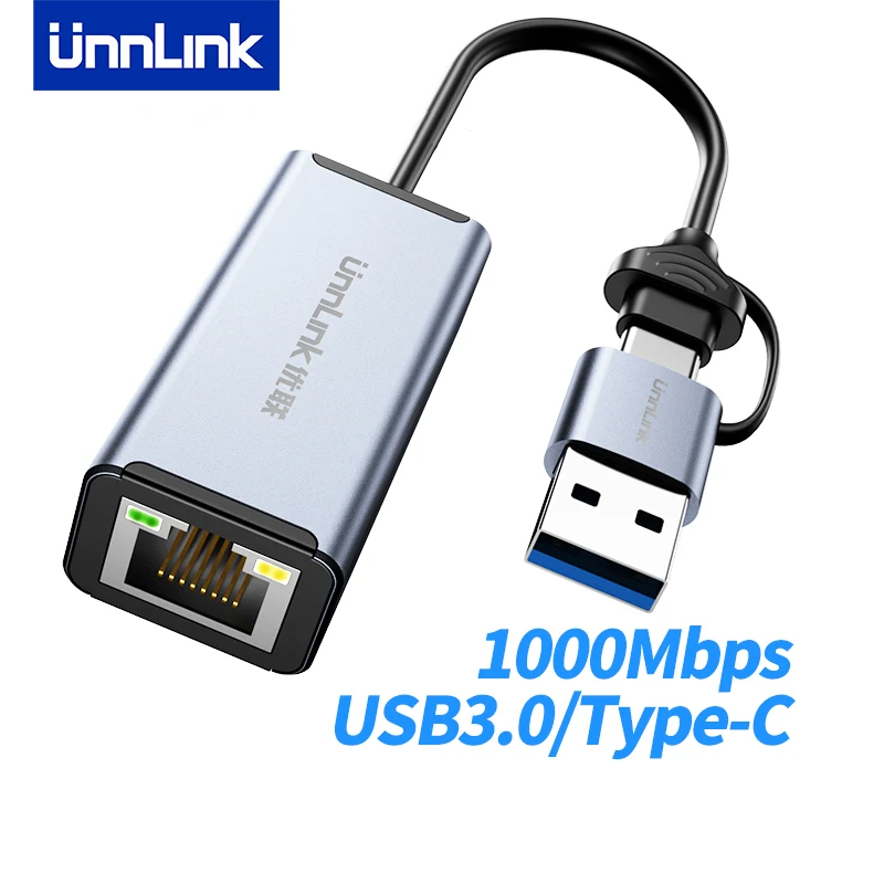 Unnlink USB Type C Ethernet Adapter USB3.0 1000Mbps to RJ45 Lan Network ...