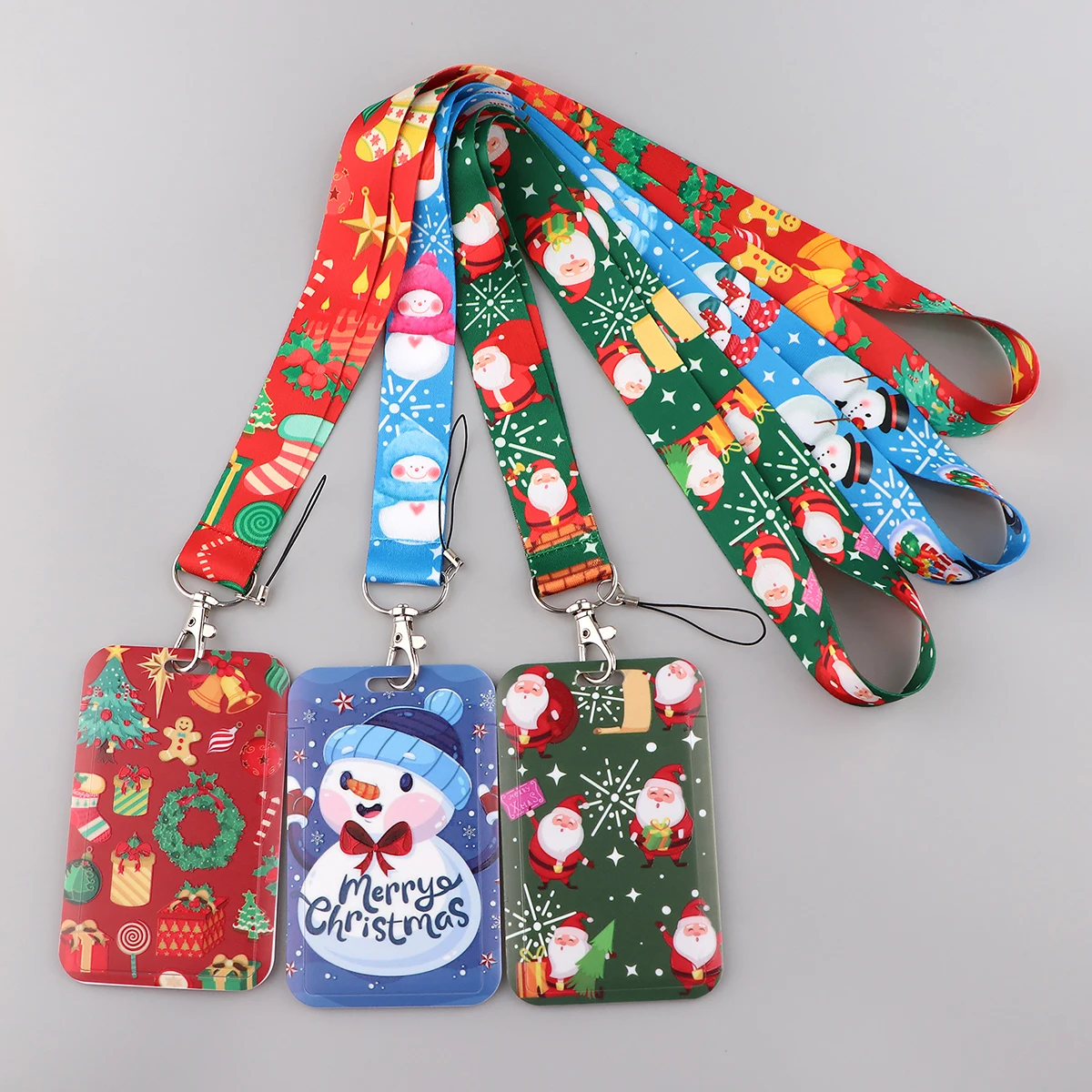 Christmas Lanyards Keychain Santa Claus Neck Strap Phone Buttons ID ...