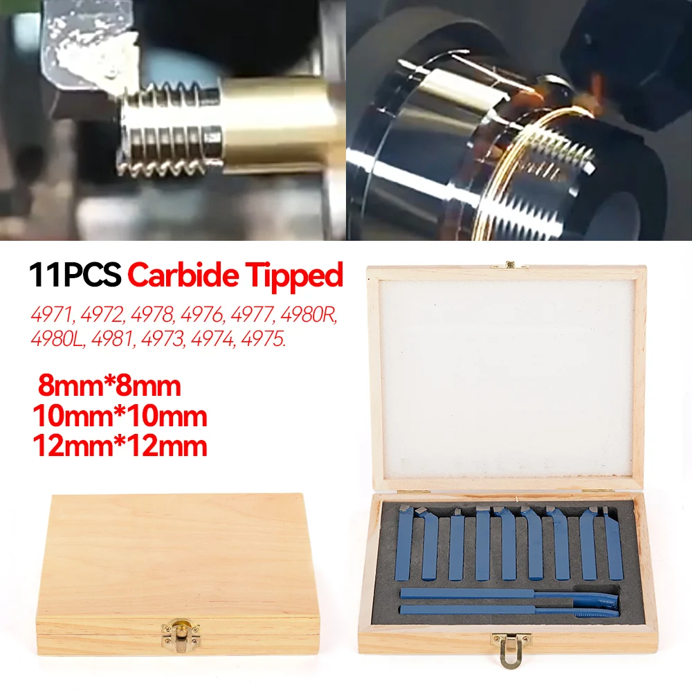 11Pcs-Set-P30-8-10-12mm-Carbide-Tipped-Metal-Lathe-Tool-Set-Cutting ...