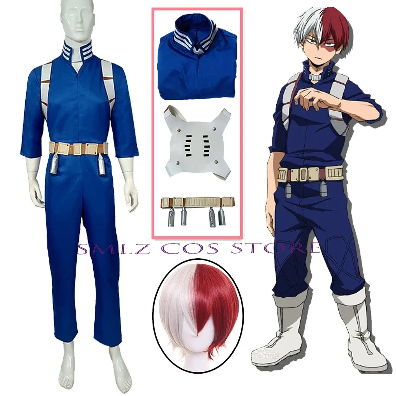 Todoroki Shoto Anime Cosplay Costume Jumpsuits Straps Prop Belt Wig Set ...