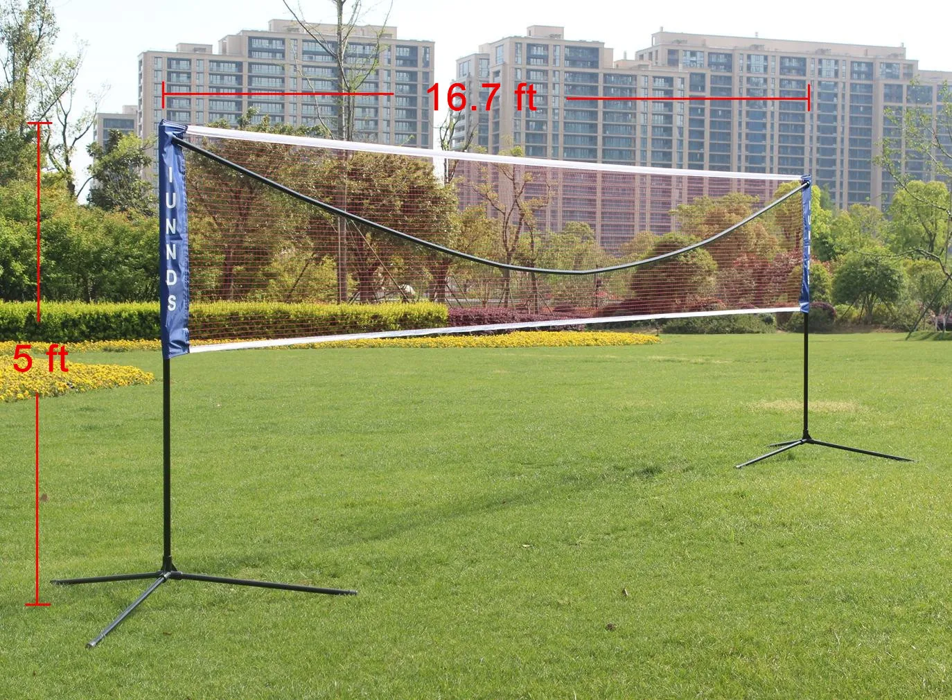 Portable 17FT Volleyball/Badminton Net Set with Carrying Bag - Stand ...