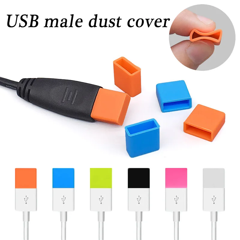 Usb 수 먼지 플러그 실리콘 스토퍼 캡 충전 연장 전송 데이터 라인 케이블 Usb 프로텍터 방진 커버 10 개