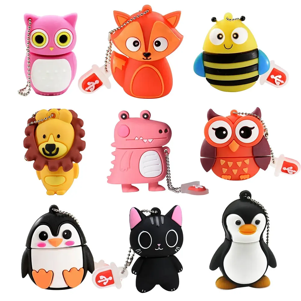 Cute Cartoon Animal USB2.0 Penguin Cat Owl 128G 64GB 4GB Flash Drive ...