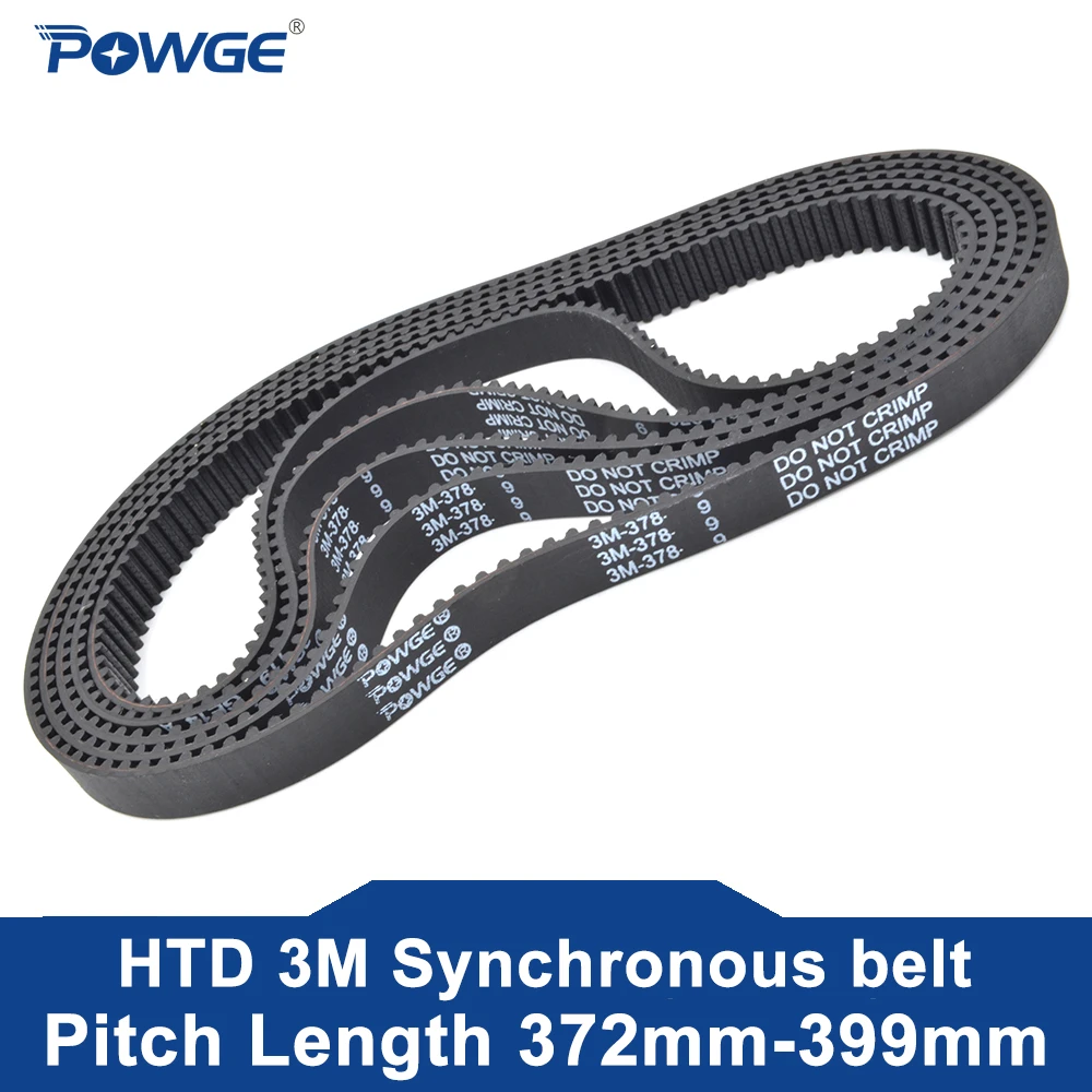 Powge Htd 3m Timing Belt Pitch Length 372/375/378/381/384/387/390/393/396/399mm Width 6-30mm 375 ...