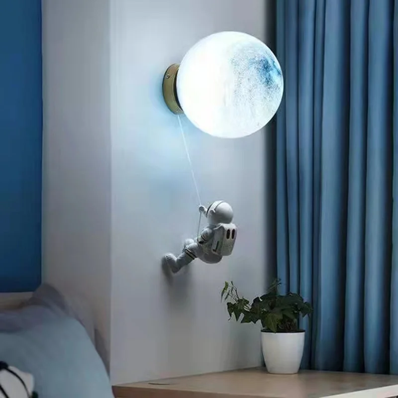 Lámpara de pared de luna de astronauta para habitación de niños, luz ...