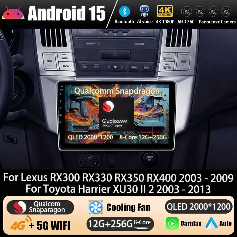 Car Radio Android 15 For Lexus RX300 RX330 RX350 RX400H II 2 2003 ...