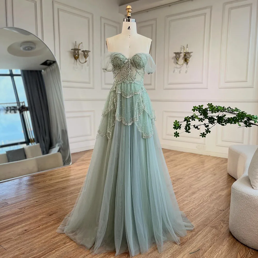 Serene-Hill-Arabic-Sage-Green-A-Line-Elegant-Off-The-Shoulder-Luxury ...