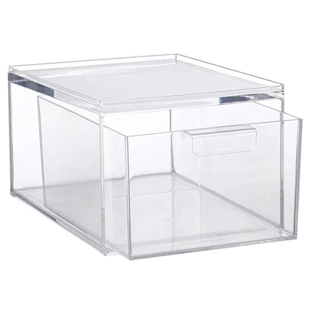 Stackable Storage Box Plastic Bins Drawers Organizing Clear Pull Out ...