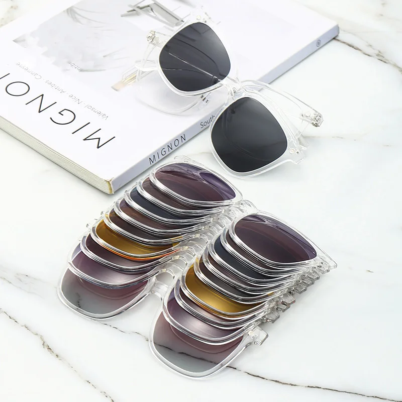 2-In-1-Clip-On-Glasses-Transparent-Frame-Women-Brand-Design-Polarized ...