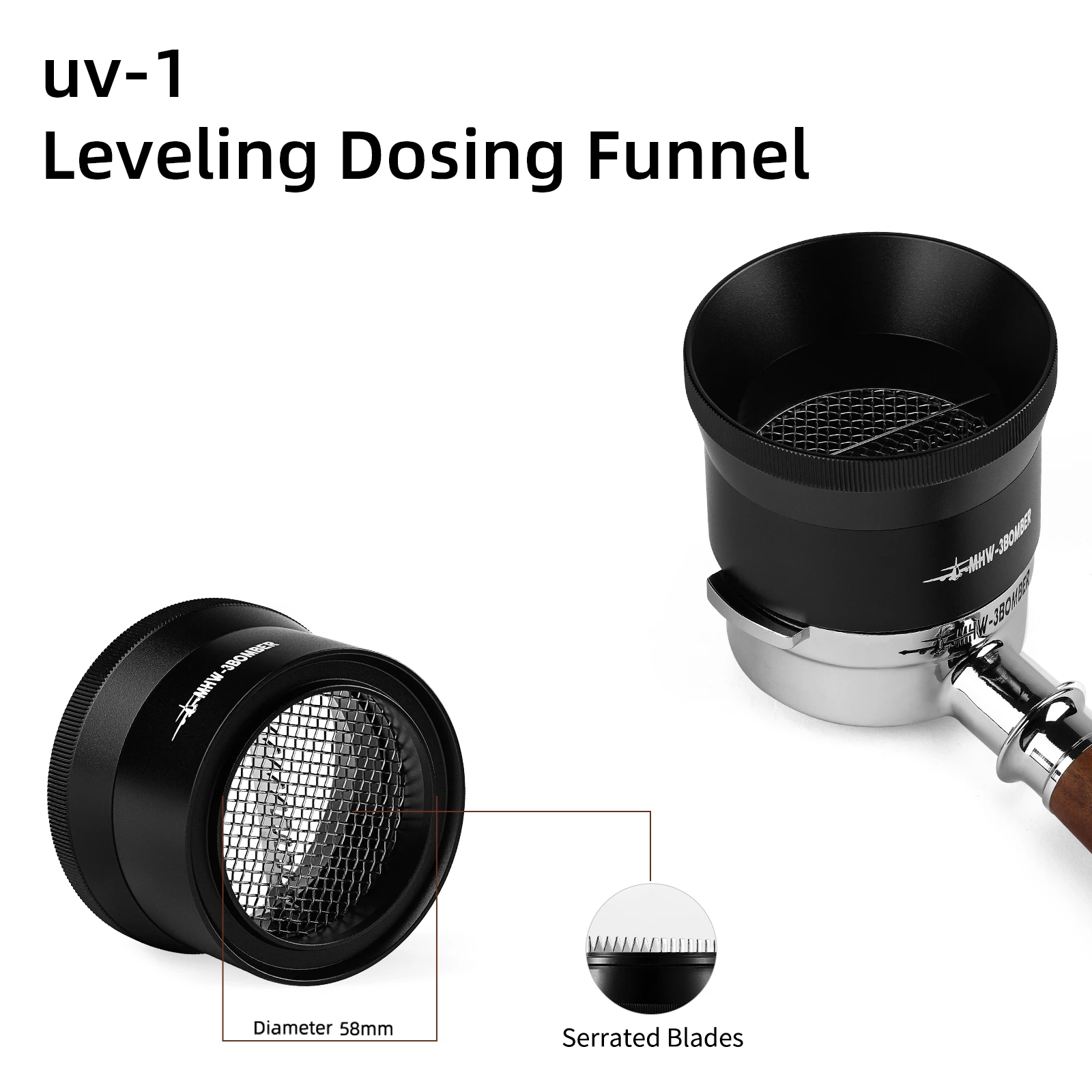 Mhw-3bomber Coffee Distributor Dosing Funnel With Sieve Fits 58mm ...