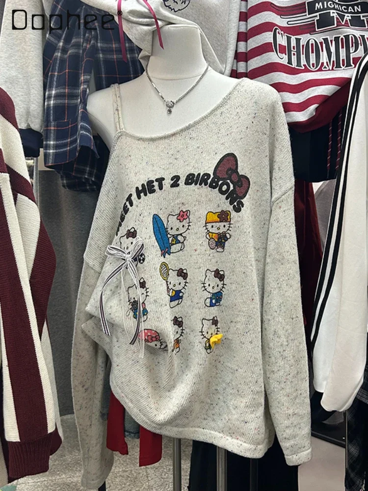 Mid-Length-Sweater-Women-s-Autumn-Pullover-Sweet-Cartoon-Long-Loose ...