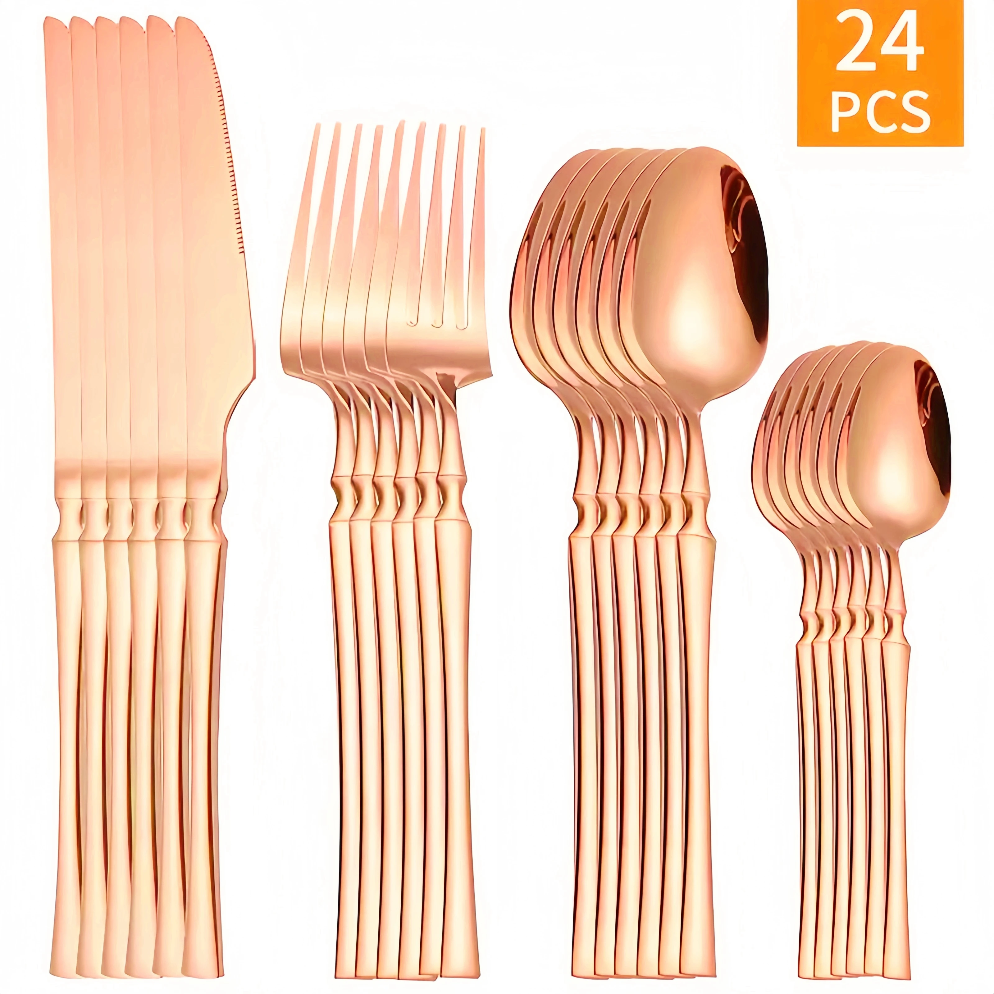 24-Pcs-Golden-Creative-Stainless-Steel-Cutlery-Set-Family-Restaurant ...