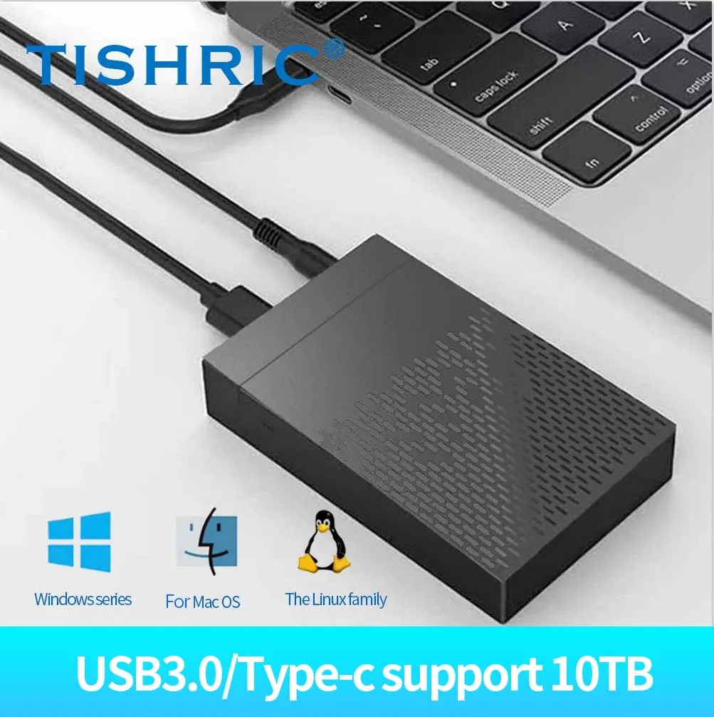 TISHRIC HDD Case 3.5 External Hard Drive Enclosure HDD SSD SATA To USB ...