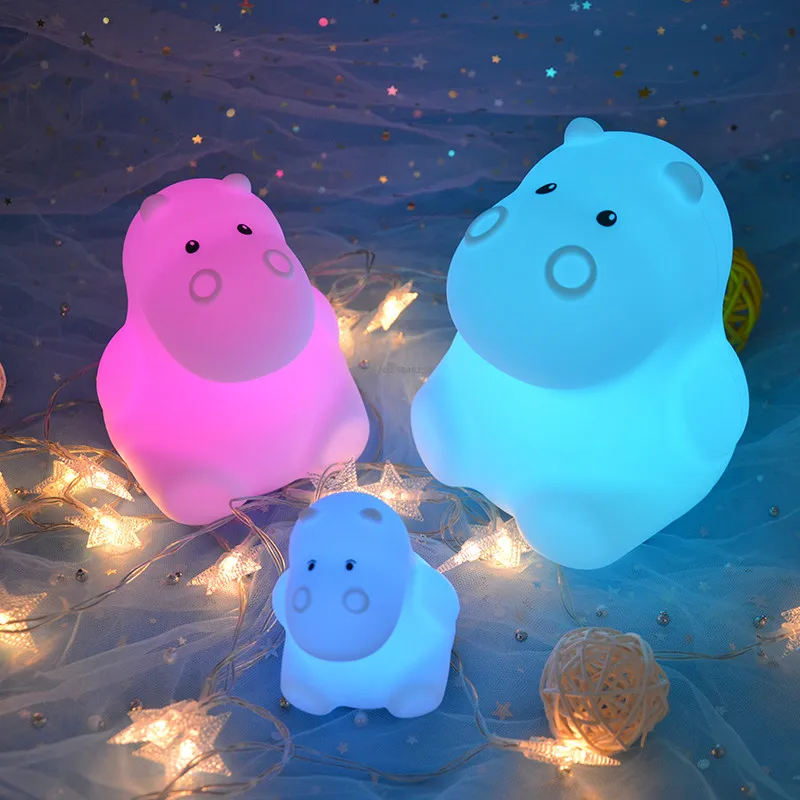 Hippo-LED-Night-Light-Touch-Sensor-RGB-Light-Table-Lamp-Battery-Powered ...