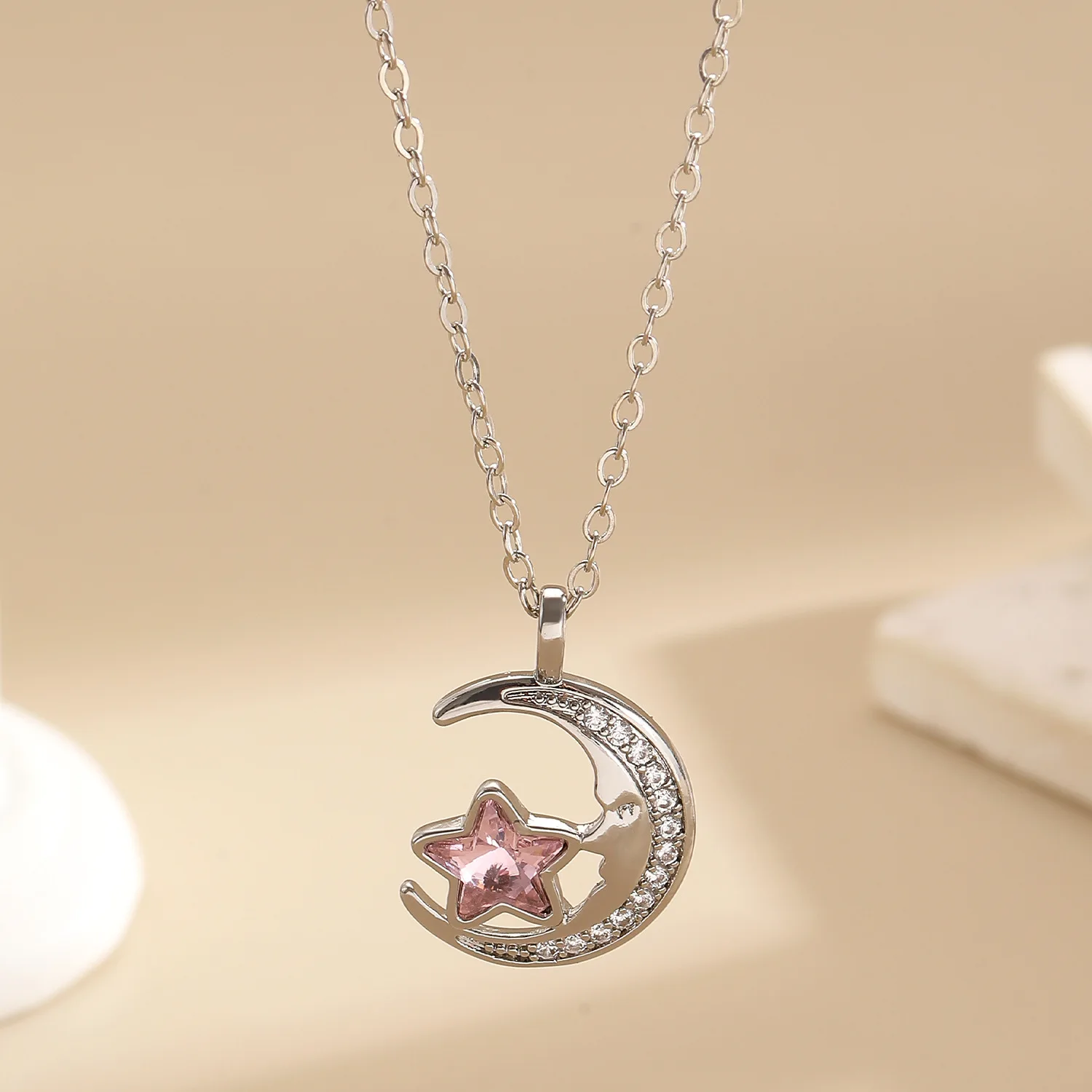 Sweet Star and Moon Necklace For Women Girls Fashion Party Jewelry ...
