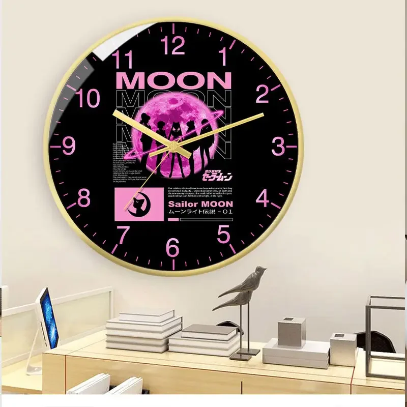 Sailor Moon Tsukino Usagi Anime Creative Black Sweet Wall Clock Living ...
