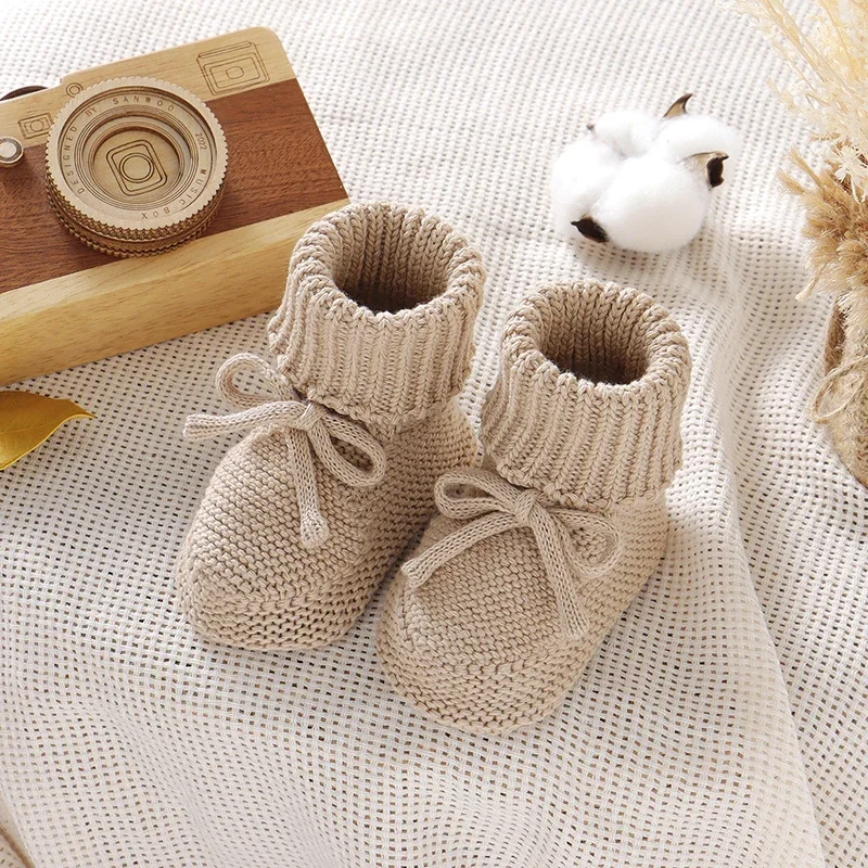 Infant Baby Shoes Cotton Knitted Newborn Girl Boy Boots Fashion Solid ...