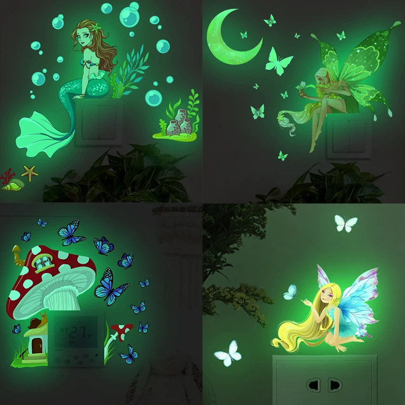 Luminous-Mermaid-Wall-Stickers-Kids-Bedroom-Decoration-Glow-In-The-Dark ...
