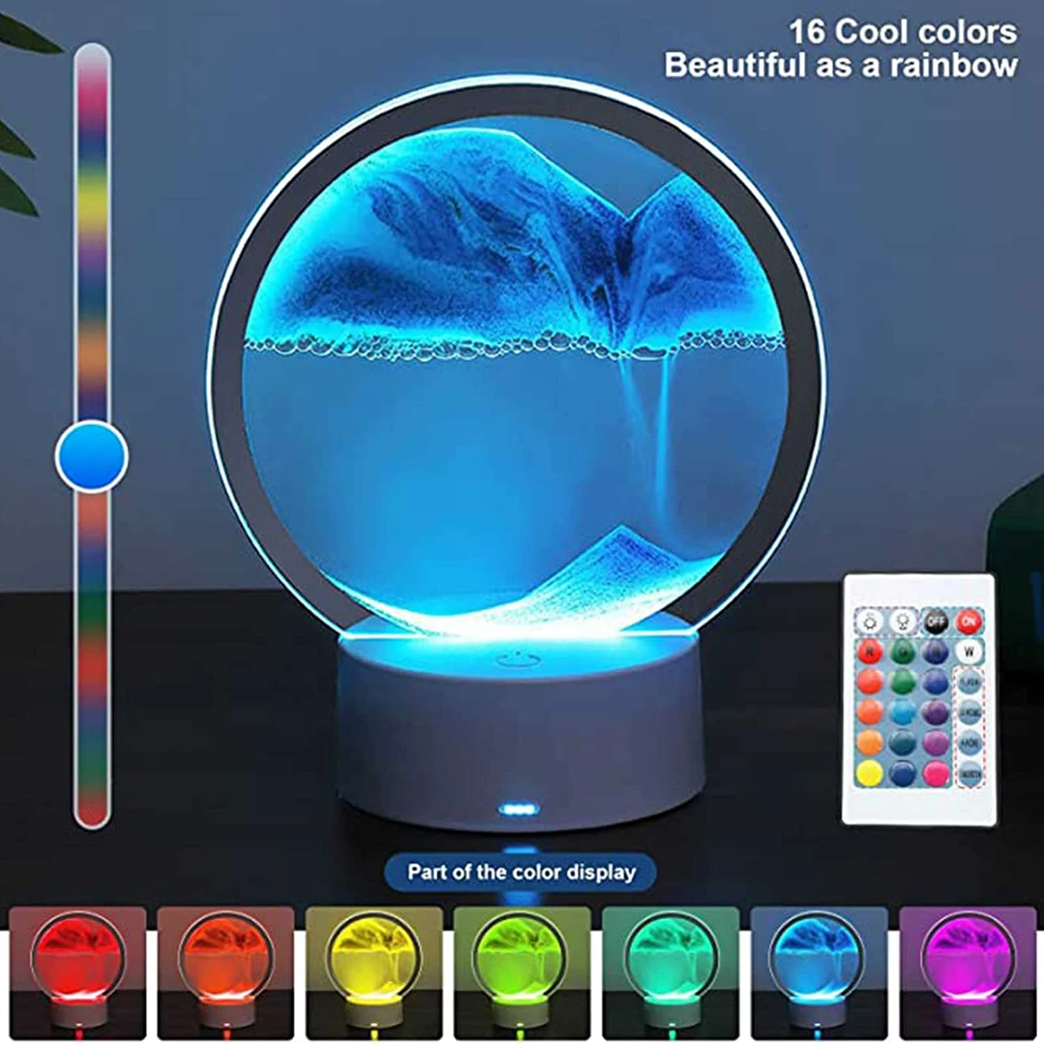 LED RGB Sandscape Lampe, moving Sand Kunst Nacht Licht mit 7 Farben ...