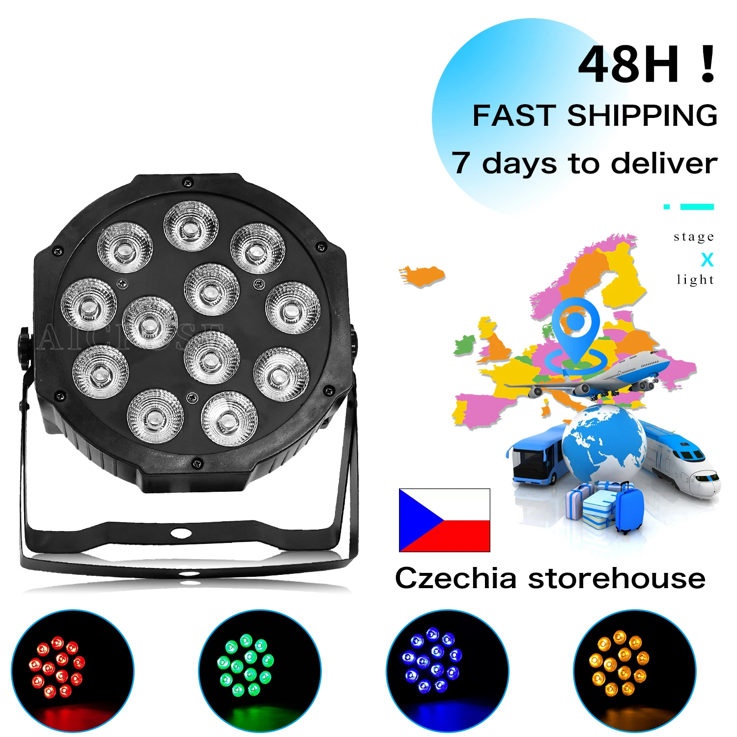 12x12W/18W RGBWA UV 6 in 1 LED Par Light Wireless Remote Control Flat ...
