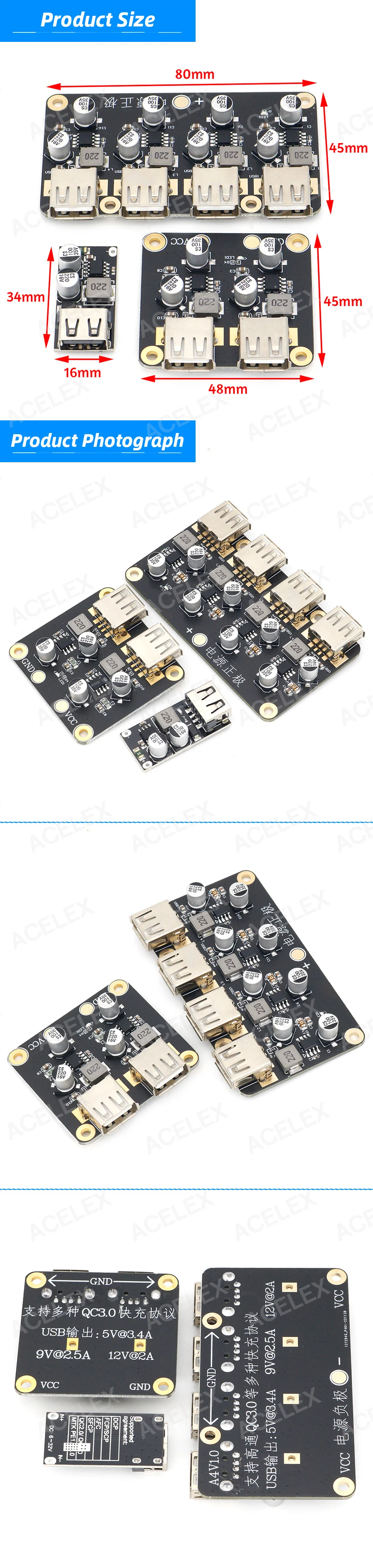 MH-KC24 KC24 QC3.0 4 Channel DC-DC Buck Converter Charging Step Down ...