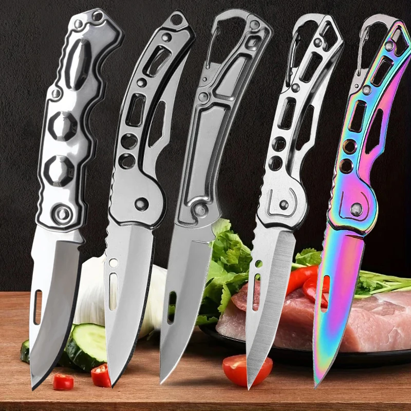 Stainless-Steel-Folding-Knife-with-Keychain-Pocket-Knife-Multi-purpose ...